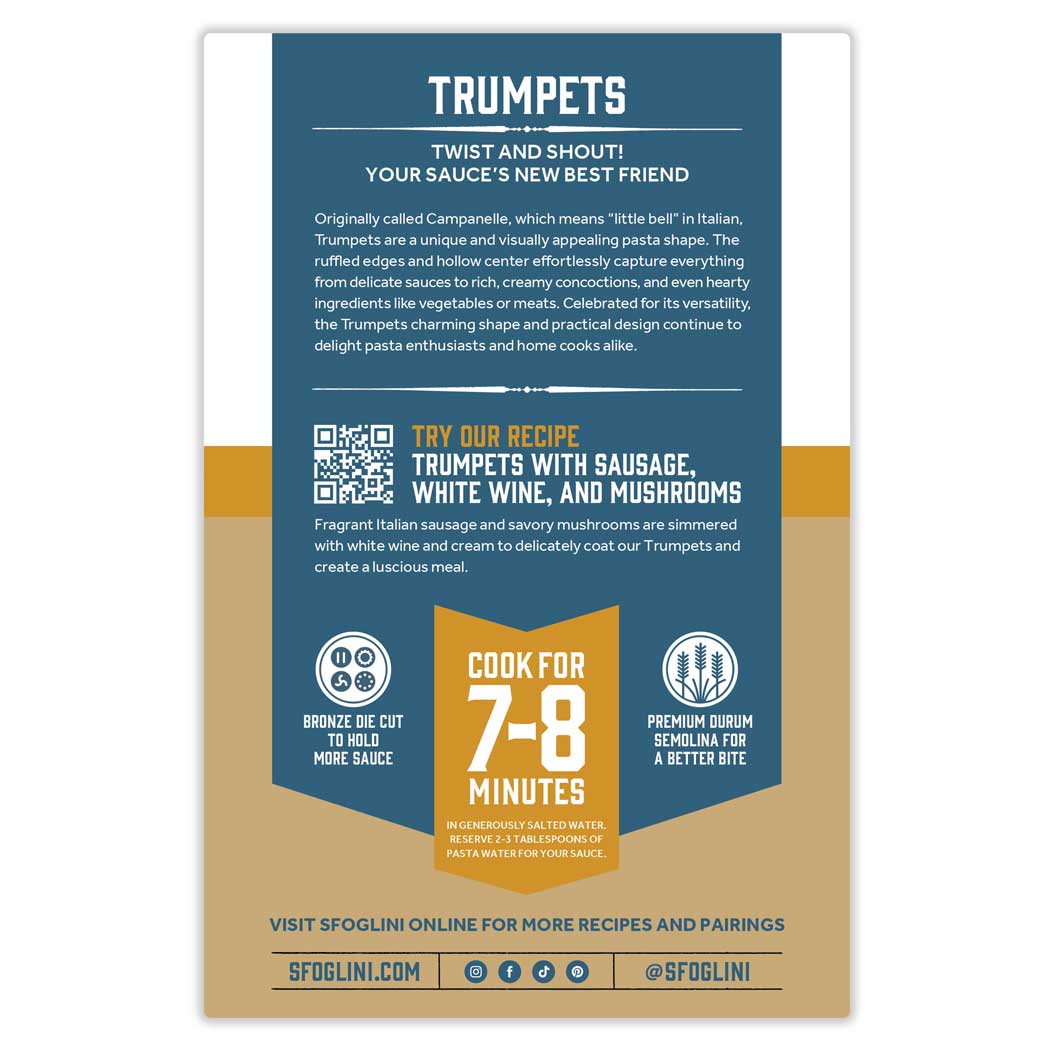 Organic American Grain Trumpet Pasta - Sfoglini Pasta