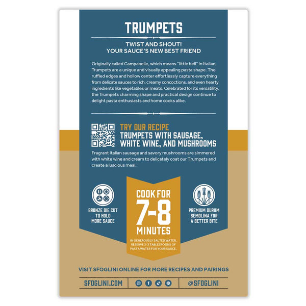 Organic American Grain Trumpet Pasta - Sfoglini Pasta