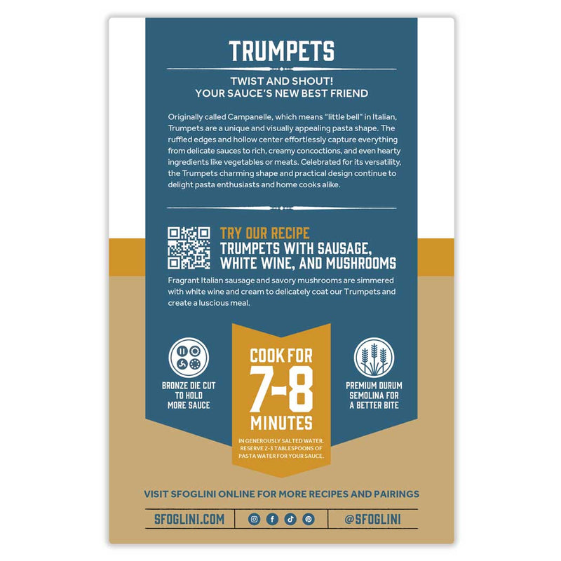 Organic American Grain Trumpet Pasta - Sfoglini Pasta